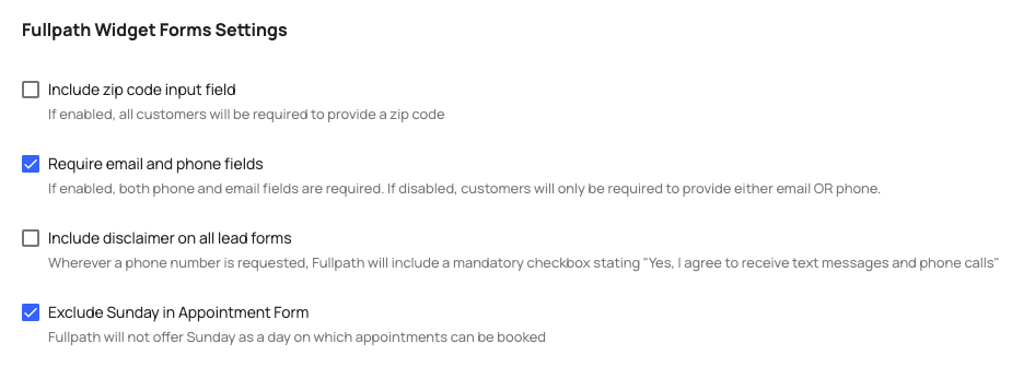 Fullpath Widget Form Settings – Fullpath Help Center